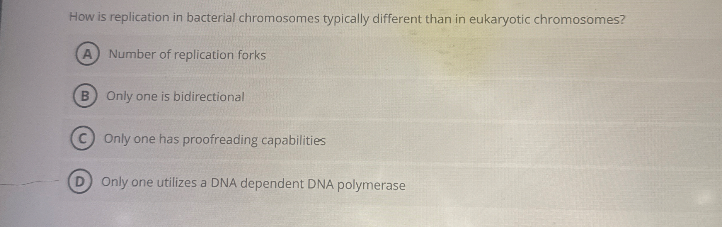 Solved How is replication in bacterial chromosomes typically | Chegg.com
