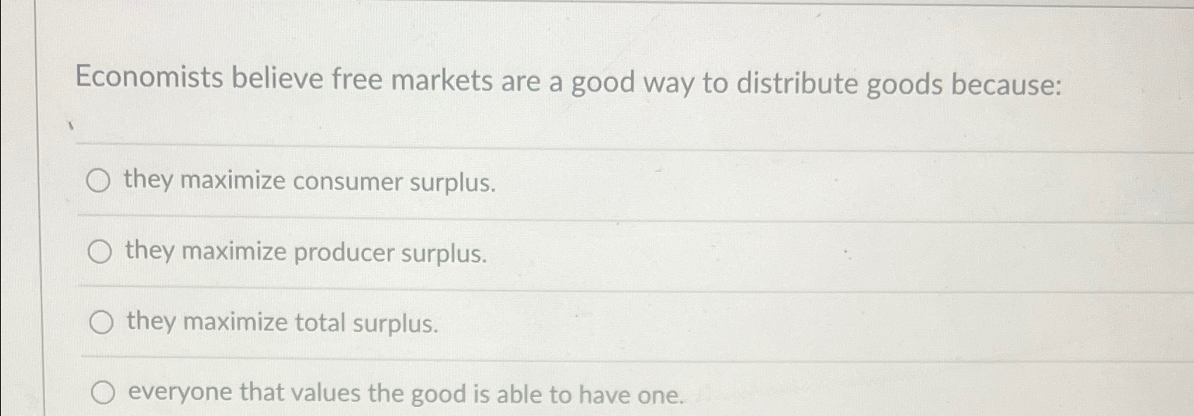 Solved Economists believe free markets are a good way to | Chegg.com