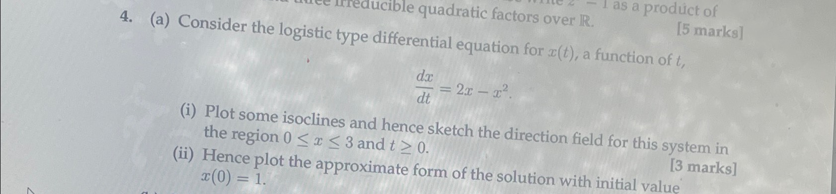 Solved dxdt=2x-x2(i) ﻿Plot some isoclines and hence sketch | Chegg.com