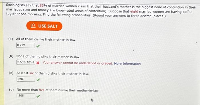 Solved Sociologists say that 85% of married women claim that | Chegg.com