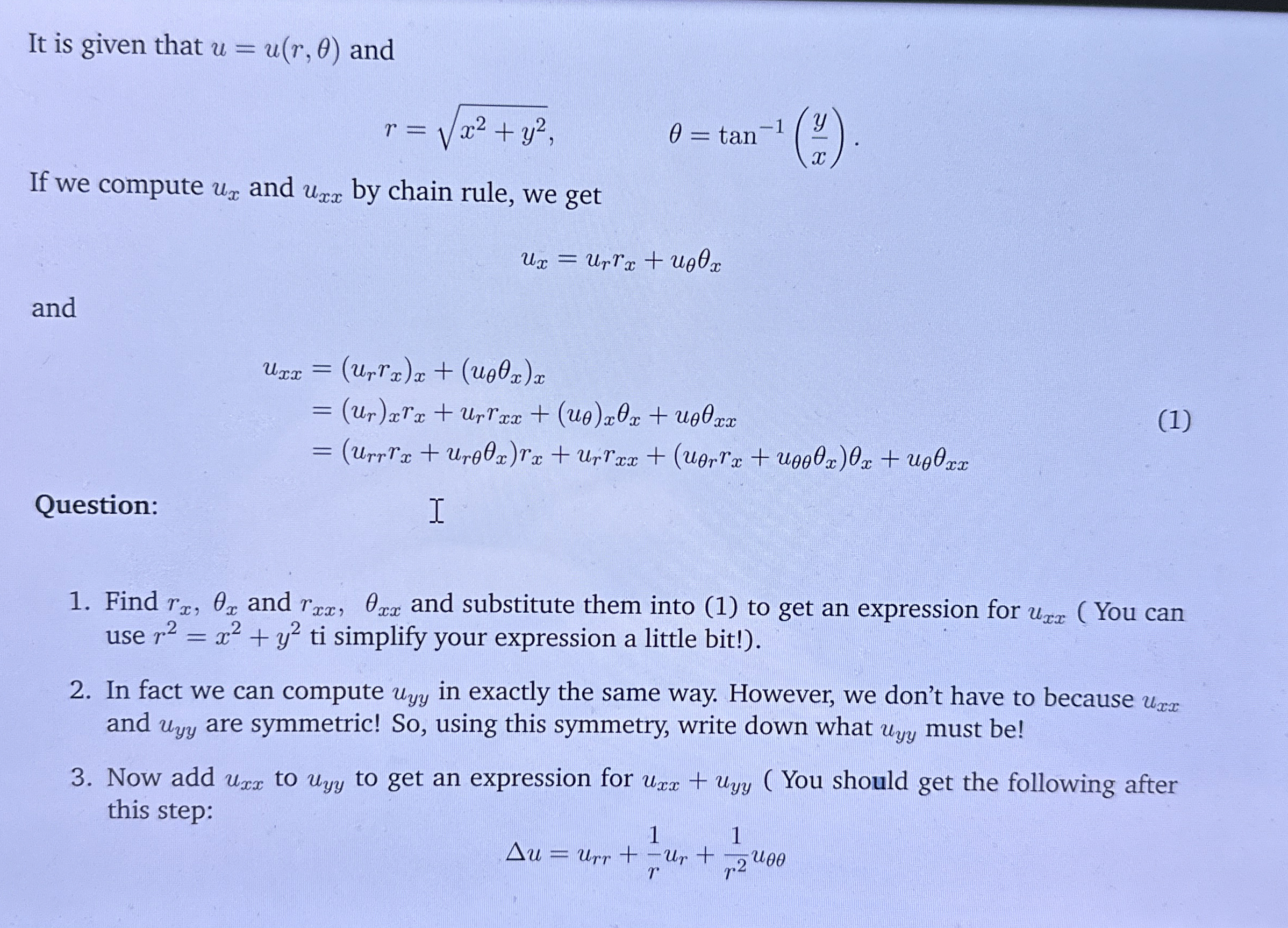 Solved It is given that u=u(r,θ) ﻿andr=x2+y22,θ=tan-1(yx)If | Chegg.com
