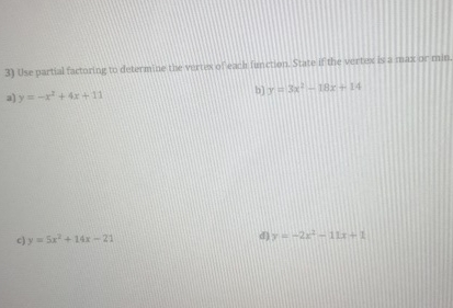 Solved Use partial factoring to determine the verteno each | Chegg.com