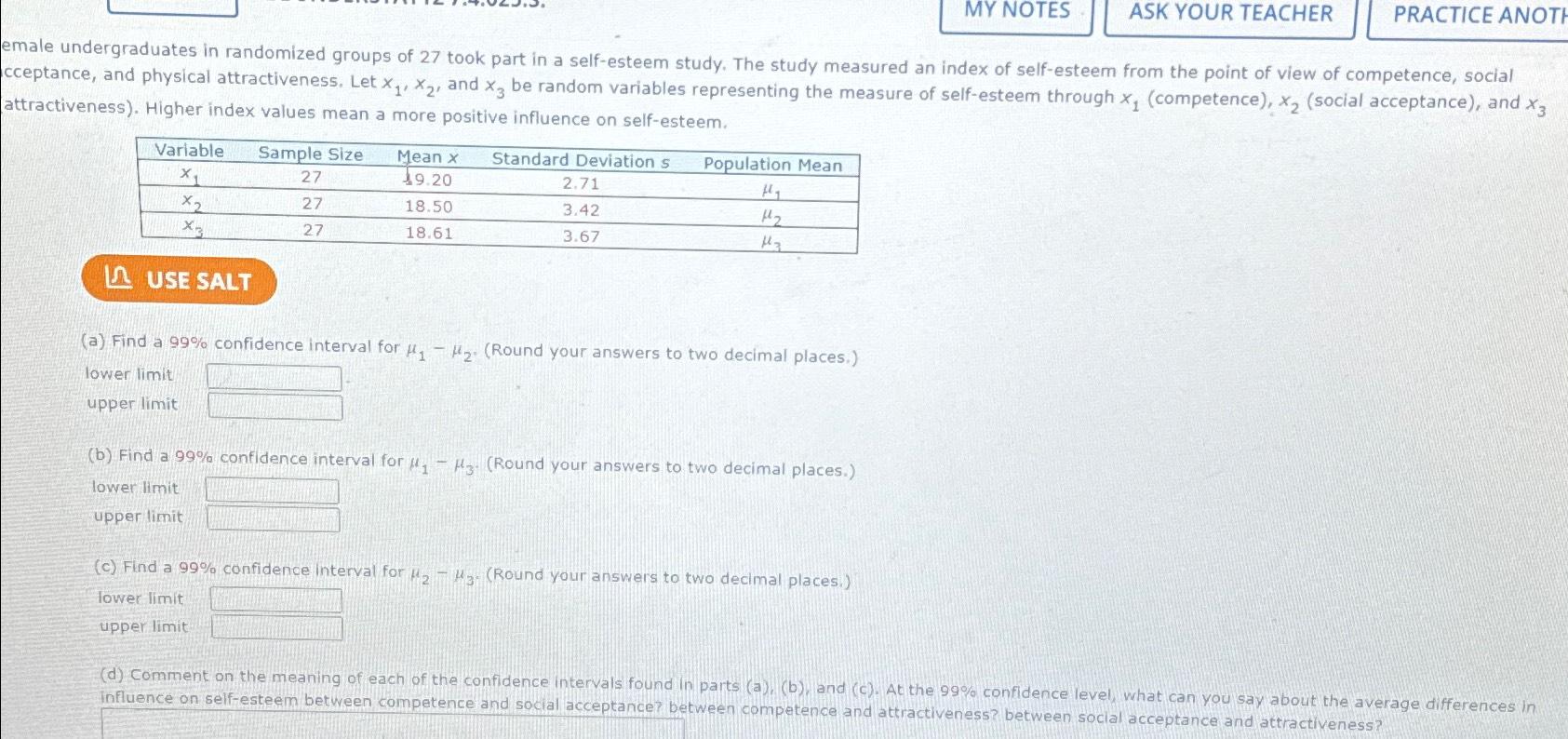 Solved MY NOTESASK YOUR TEACHERPRACTICE ANOTYemale | Chegg.com