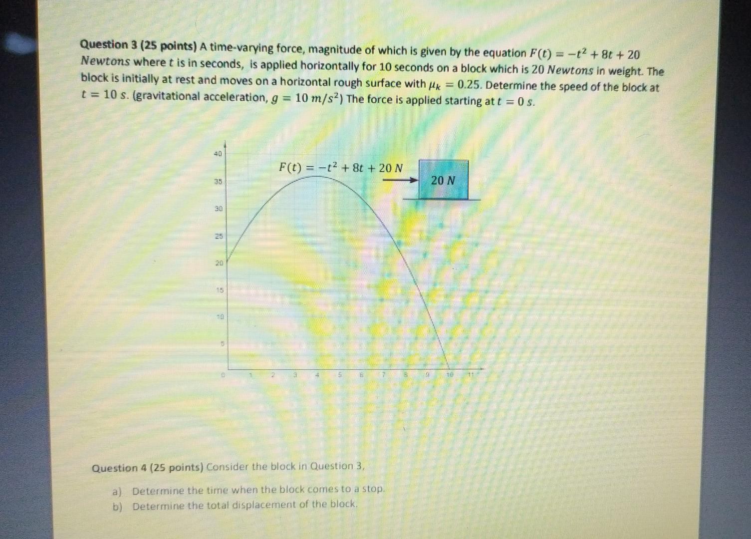 Solved Question 4 (25 points) Consider the block in Question | Chegg.com