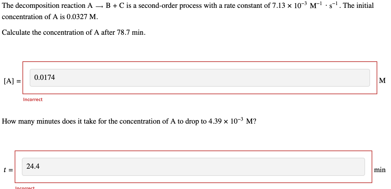 Solved The decomposition reaction A→B+C ﻿is a second-order | Chegg.com