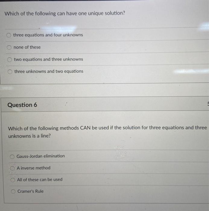 Solved Which of the following can have one unique solution? | Chegg.com