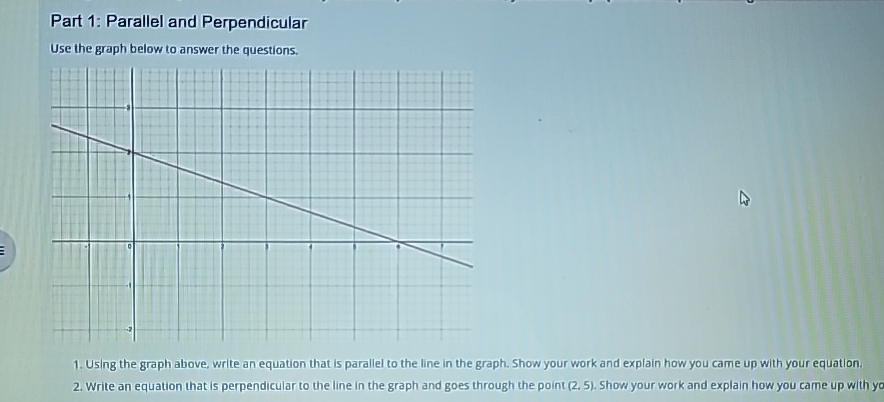 Solved Part 1: Parallel and PerpendicularUse the graph below | Chegg.com