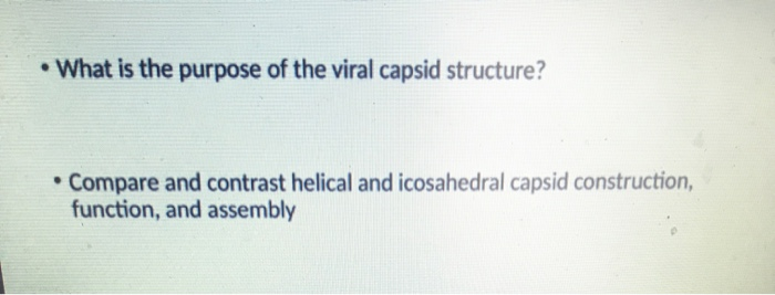 Solved • What is the purpose of the viral capsid structure? | Chegg.com