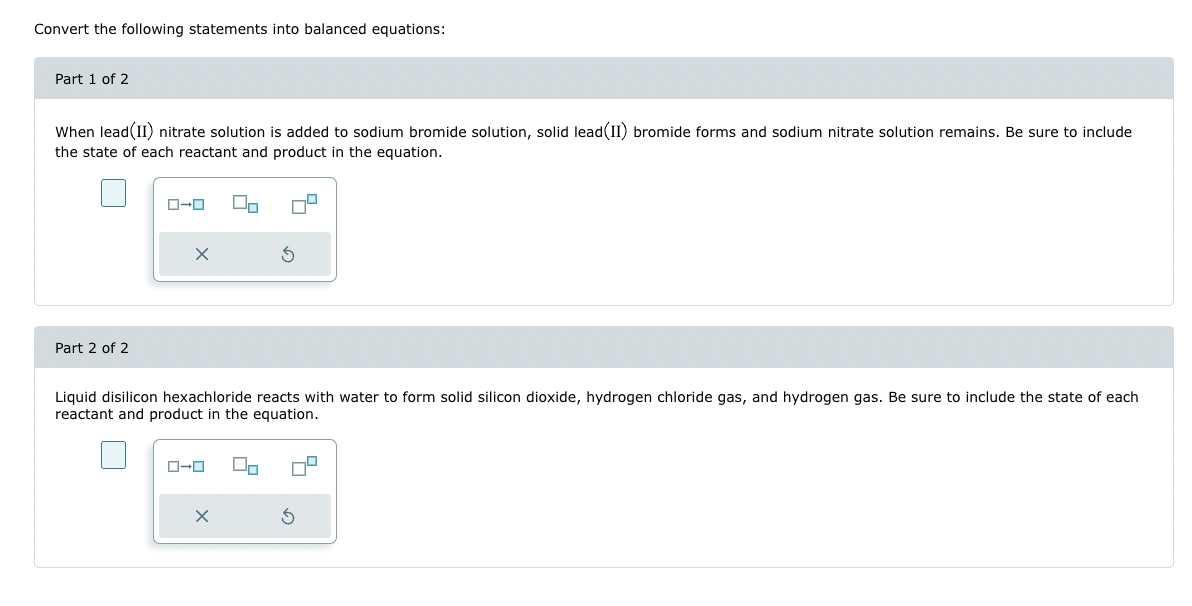 Solved Convert the following statements into balanced | Chegg.com