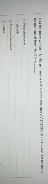 Solved A 14-line poem written in iambic pentameter with a | Chegg.com