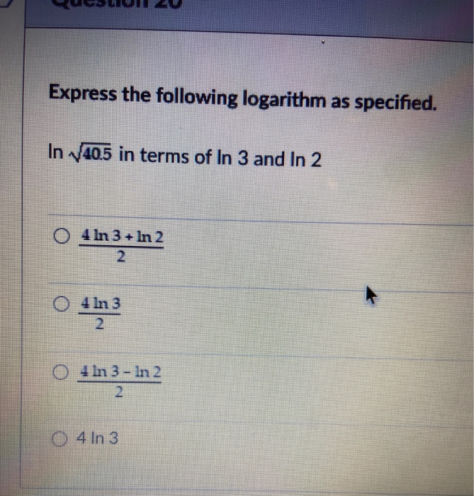 Solved Express the following logarithm as specified. In | Chegg.com