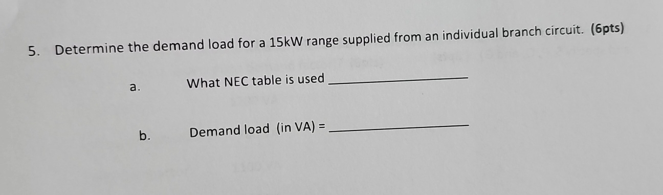 Solved Determine the demand load for a 15kW ﻿range supplied | Chegg.com
