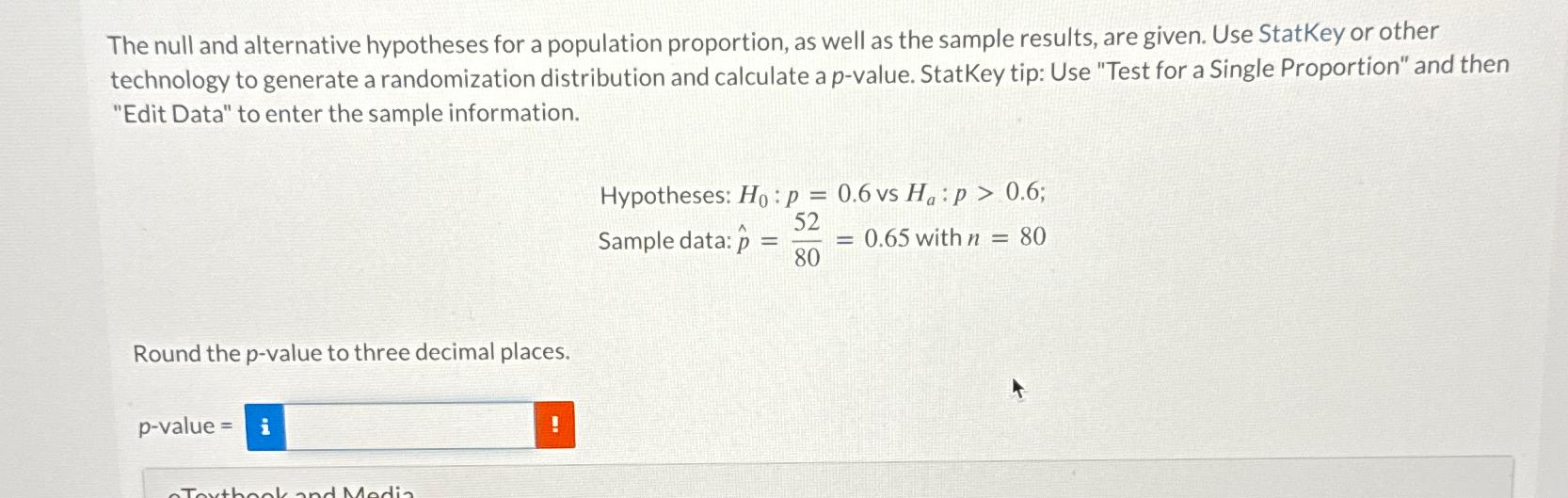Solved The null and alternative hypotheses for a population | Chegg.com
