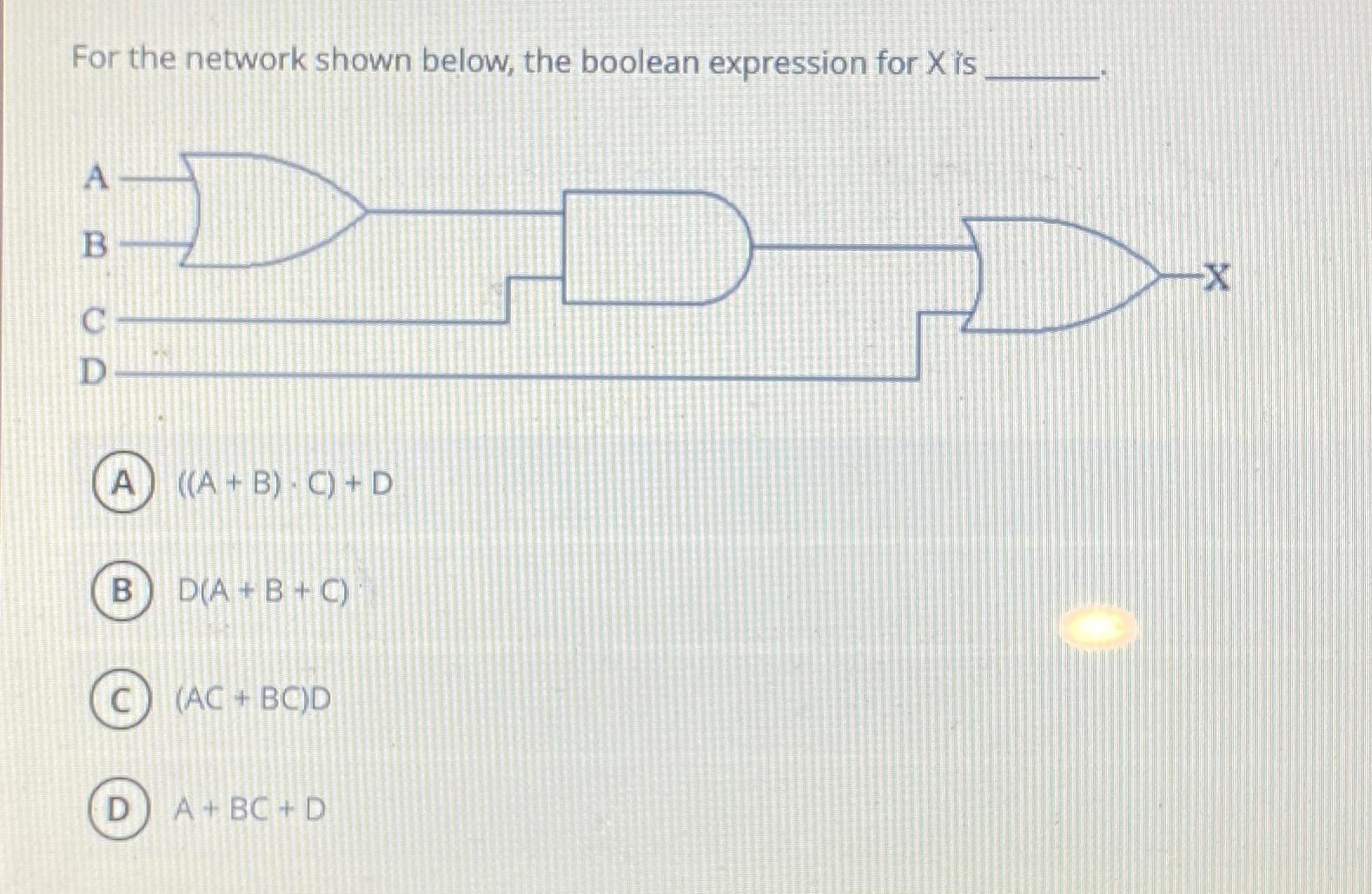 Solved For the network shown below, the boolean expression | Chegg.com