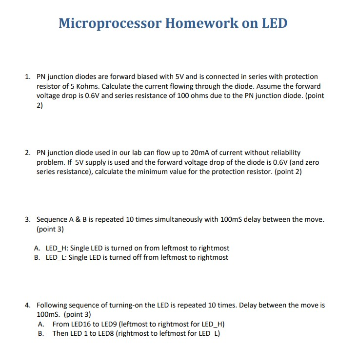 Solved Microprocessor Homework on LED 1. PN junction diodes | Chegg.com