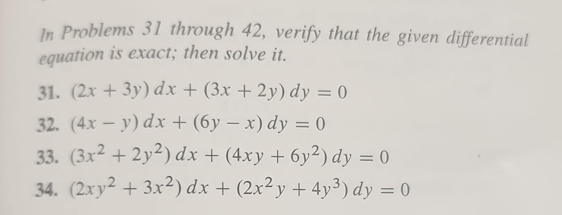 Solved In Problems 31 through 42, verify that the given | Chegg.com