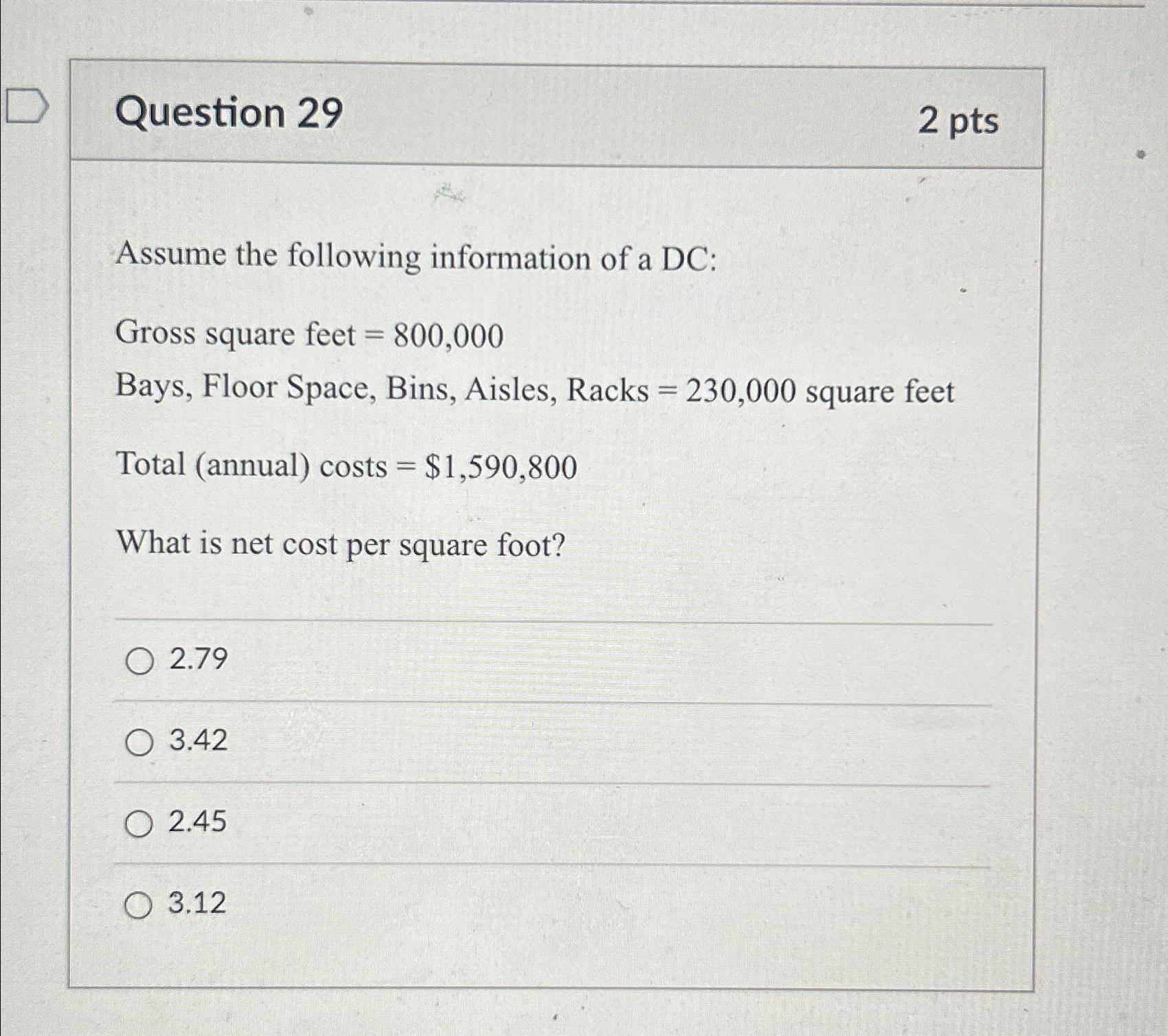 Solved Question 292 ﻿ptsAssume the following information of | Chegg.com