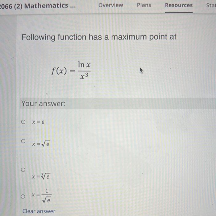 Solved 2066 (2) Mathematics ... Your answer: O Following | Chegg.com