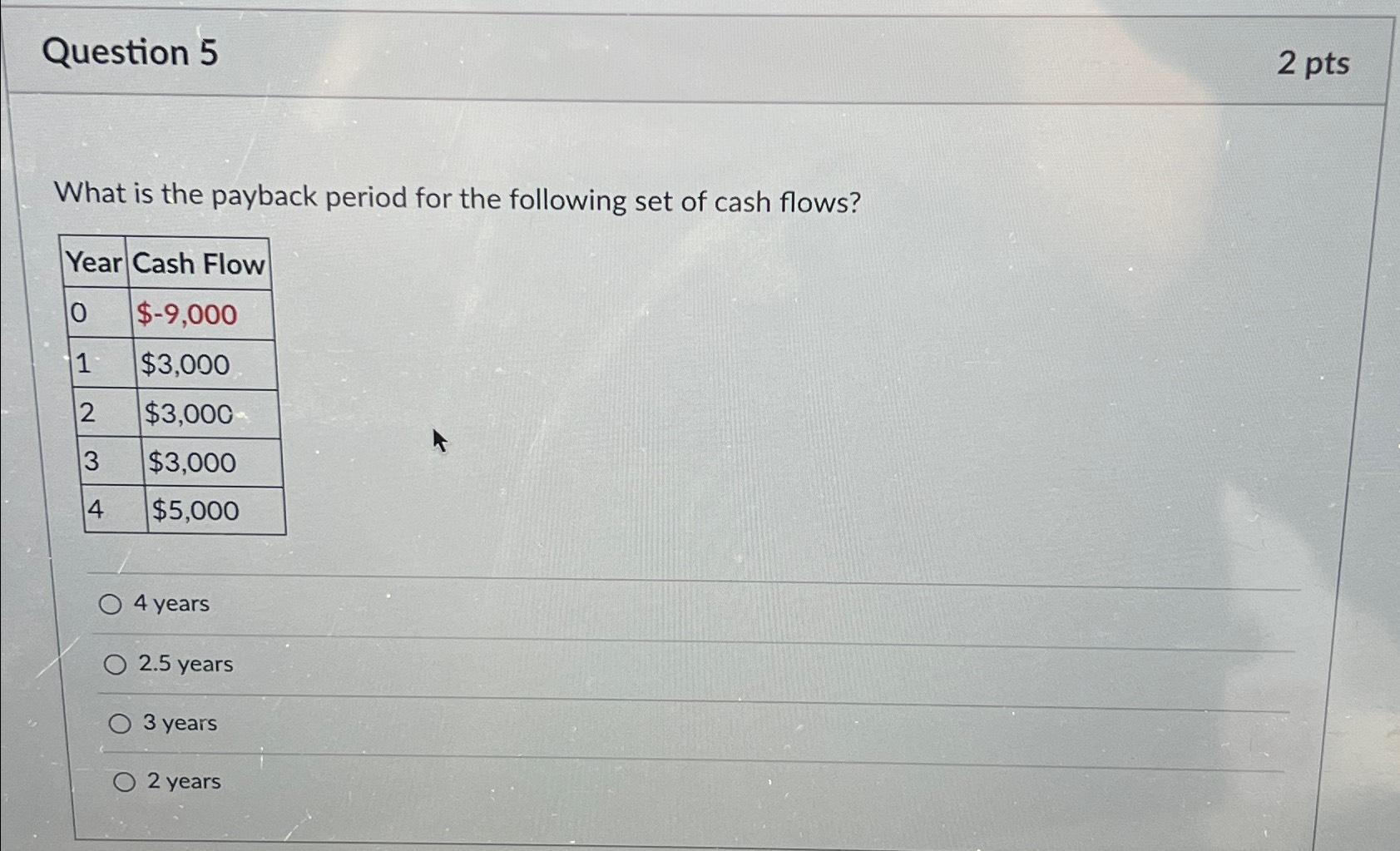 Solved Question 52 ﻿ptsWhat is the payback period for the | Chegg.com