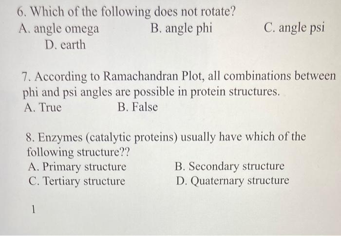 Solved 6. Which of the following does not rotate? A. angle | Chegg.com