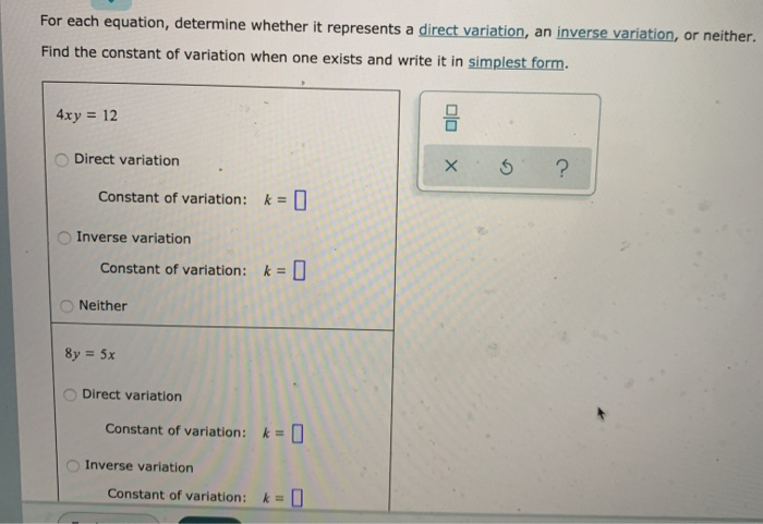 Solved For each equation, determine whether it represents a | Chegg.com