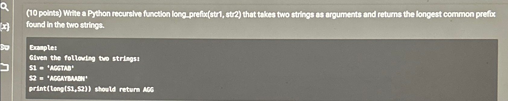 Solved (10 ﻿points) ﻿White a Pyhon recursive finction | Chegg.com