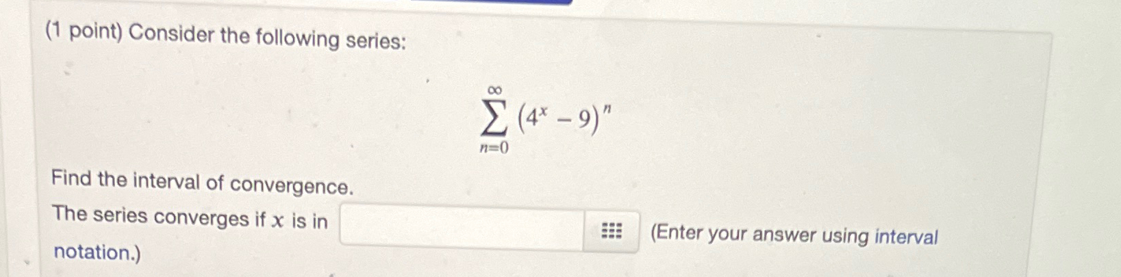 Solved (1 ﻿point) ﻿Consider the following | Chegg.com