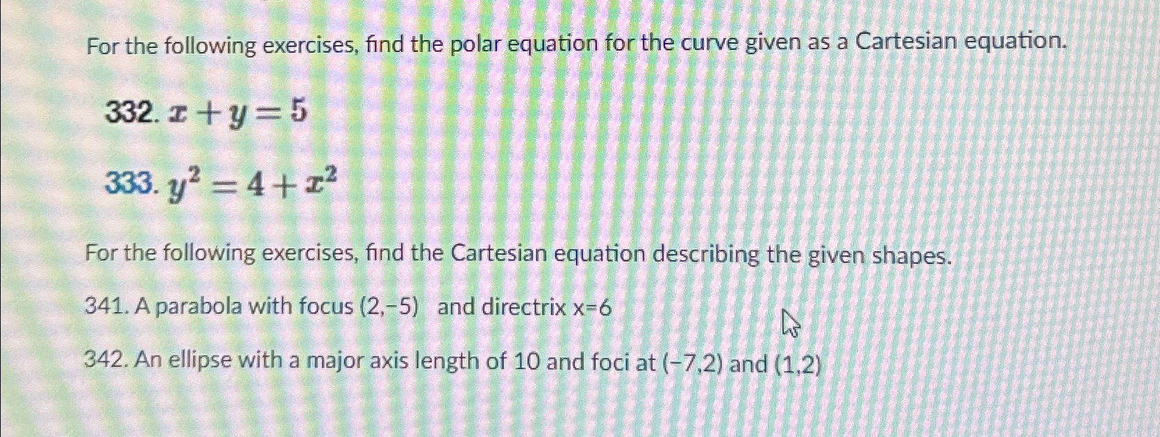 Solved For the following exercises, find the polar equation | Chegg.com