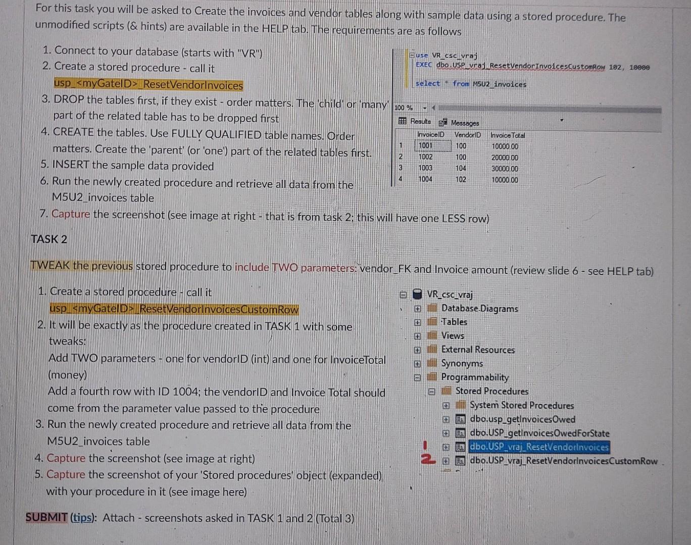 Solved For this task you will be asked to Create the | Chegg.com
