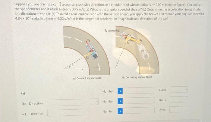 Solved Suppose you are driving a car il a counterclockwise | Chegg.com