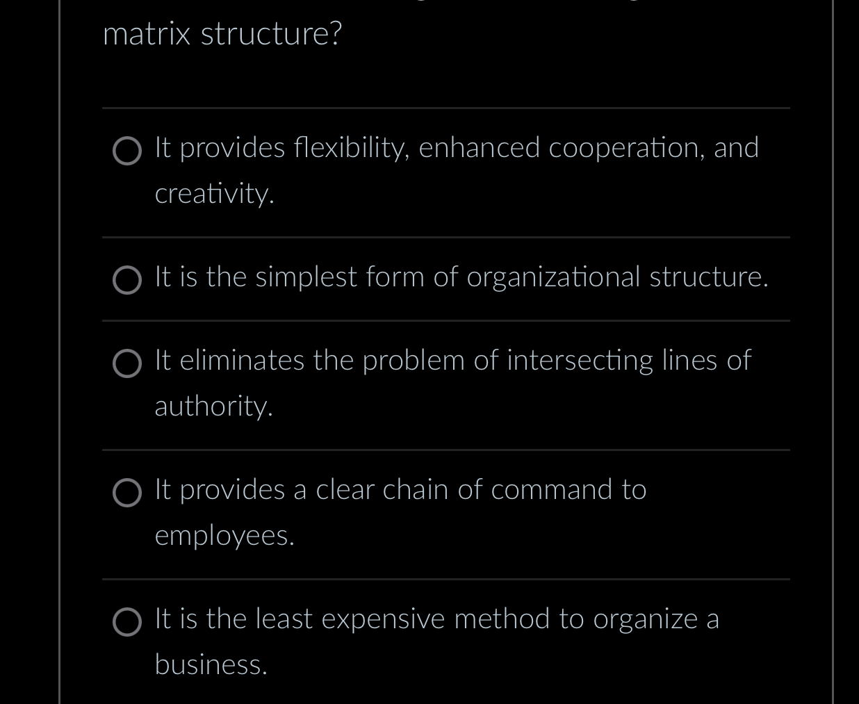 Solved matrix structure?It provides flexibility, enhanced | Chegg.com