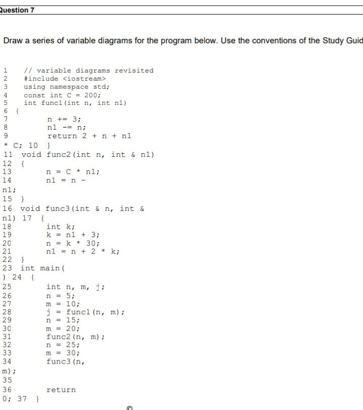 Solved Question 7 Draw a series of variable diagrams for the | Chegg.com