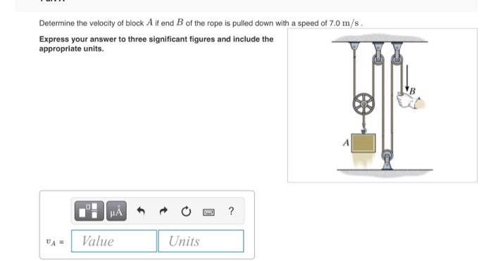 Solved Determine the velocity of block A if end B of the | Chegg.com