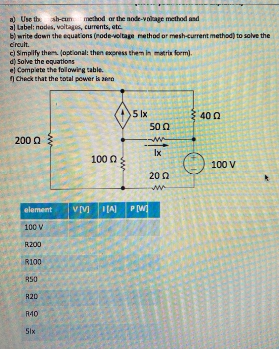 Solved a) Use the ush-curt method or the node-voltage method | Chegg.com