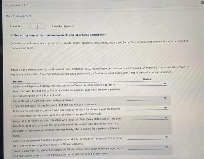Solved Homework (Ch 15) Back to Assignment Attempts Keep the | Chegg.com