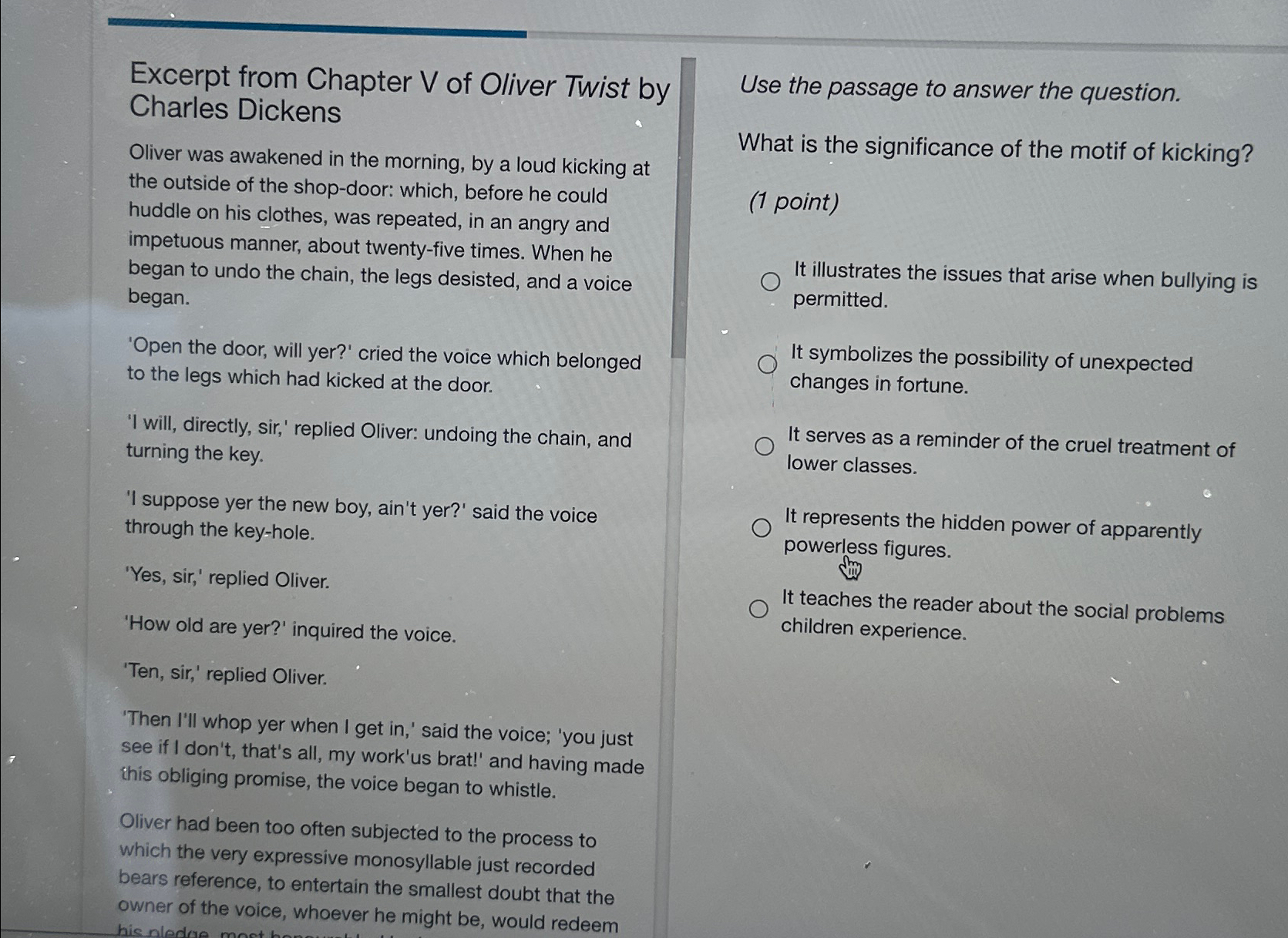 Excerpt from Chapter V of Oliver Twist by Charles | Chegg.com