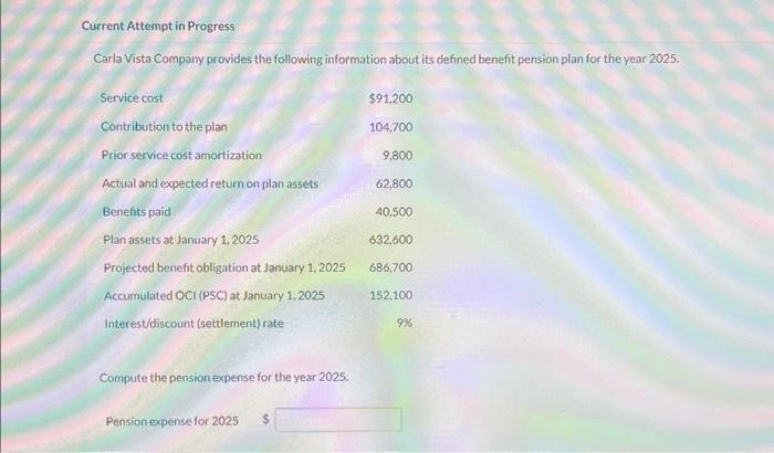 Solved Carla Vista Company provides the following | Chegg.com