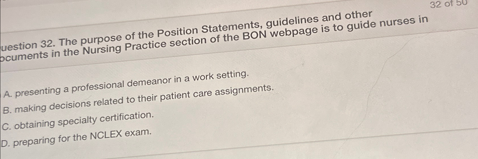Solved uestion 32. ﻿The purpose of the Position Statements, | Chegg.com