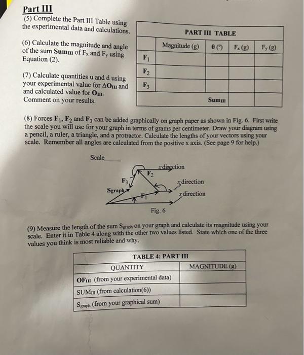 Part III (5) Complete the Part III Table using the | Chegg.com