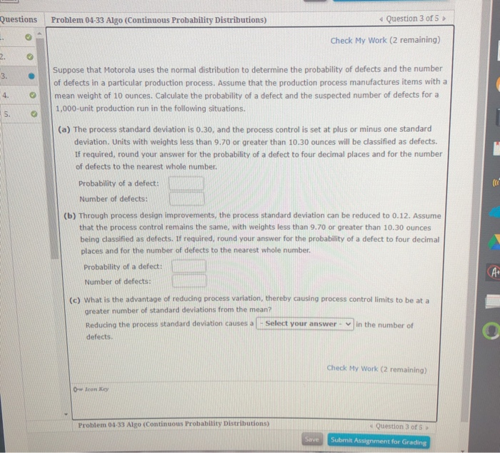 Questions Problem 04-33 Algo (Continuous Probability | Chegg.com