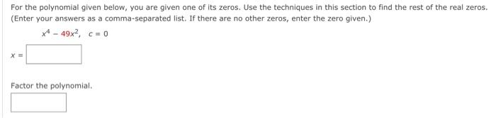 Solved since c=0 what are my zeros? how do I factor the | Chegg.com