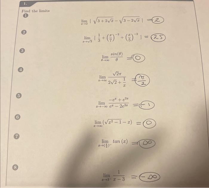 Solved Find the limits | Chegg.com
