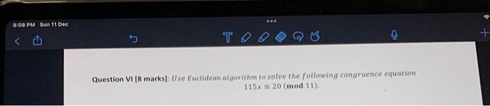 Solved Question Vi 8 Marks Use Euclidean Algorithm To