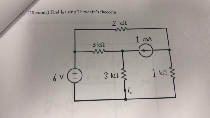 Solved (20 points) Find Io using Thevenin's theorem. 2 ΚΩ 1 | Chegg.com