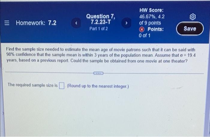 Solved Homework 7 2 Question 7 7 2 23 T Part 1 Of 2 Hw