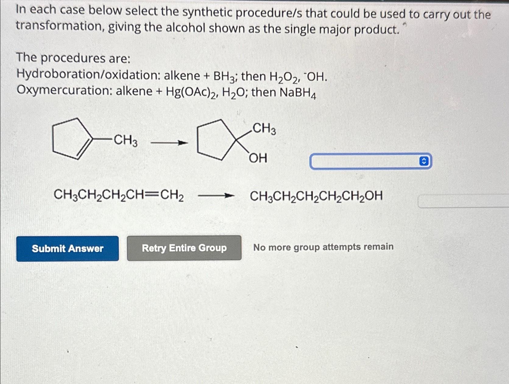 Solved In each case below select the synthetic procedure/s | Chegg.com