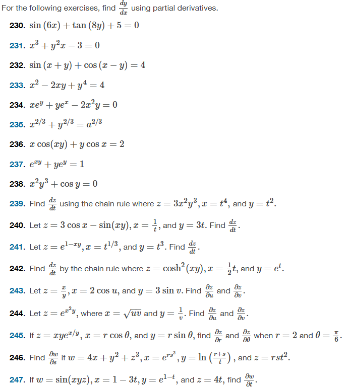 Solved For the following exercises, find dydx ﻿using partial | Chegg.com
