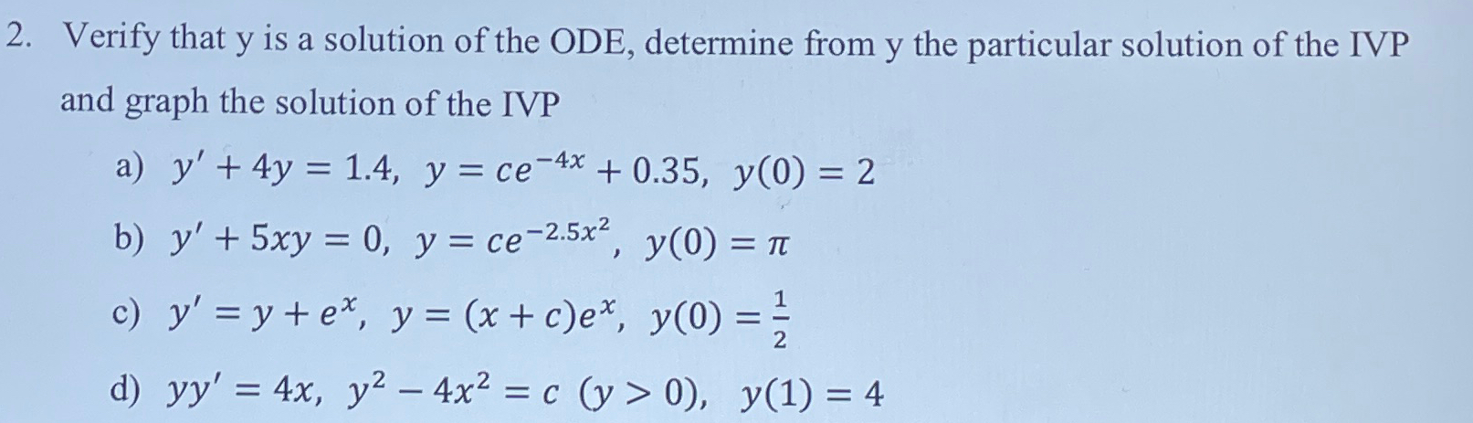 Solved Verify that y ﻿is a solution of the ODE, determine | Chegg.com