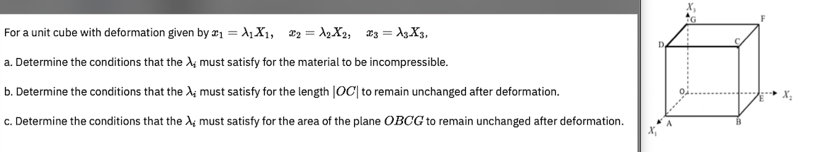 Solved For a unit cube with deformation given by | Chegg.com