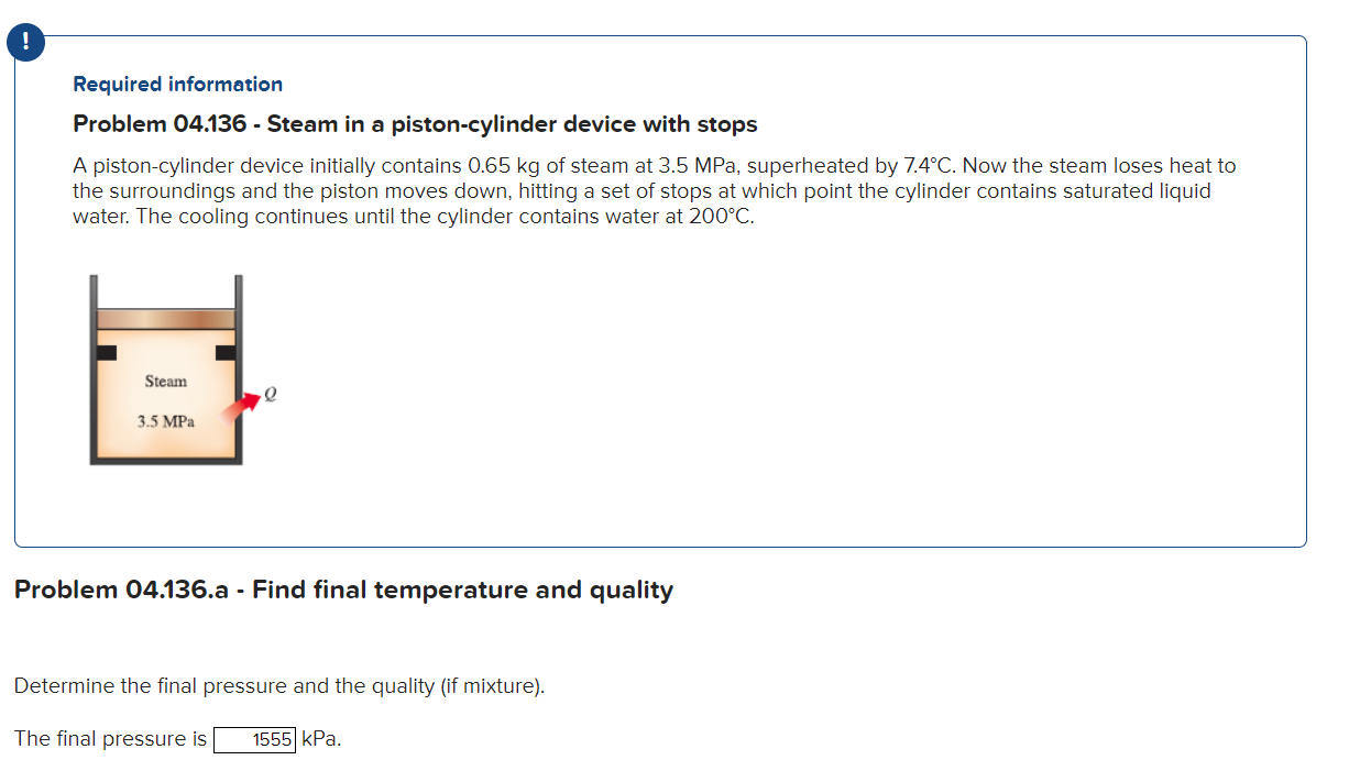 Solved Required informationProblem 04.136 - ﻿Steam in a | Chegg.com